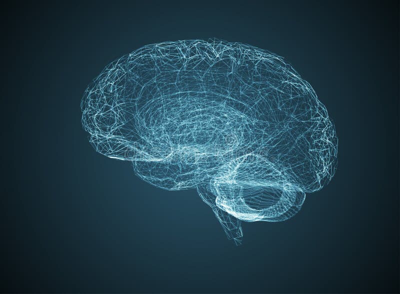 Three-dimensional Brain on a Dark Background Stock Illustration ...