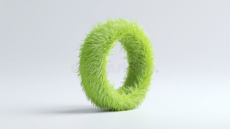 Three Dimensional Bright Green Number Zero on White Background Stock ...