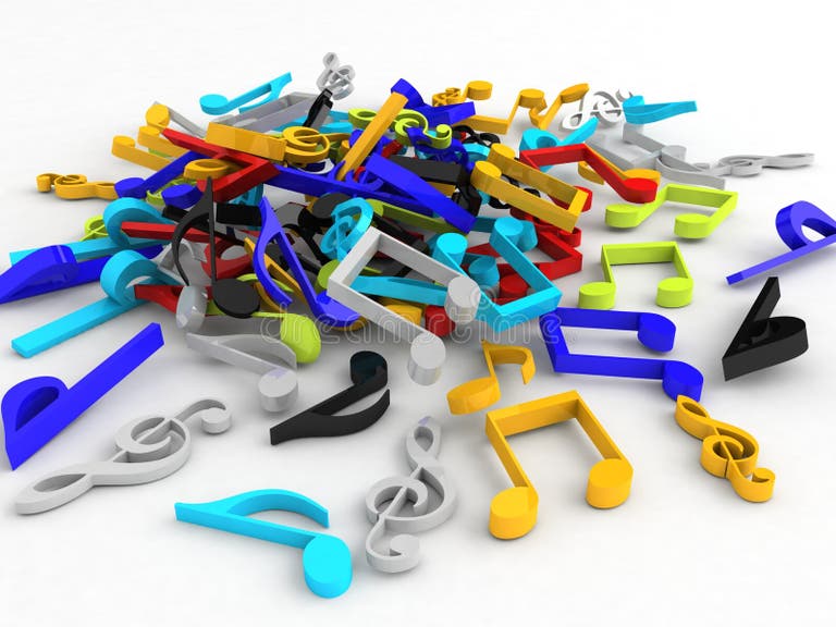 Three Dimensional Bunch of Musical Notes Stock Illustration ...