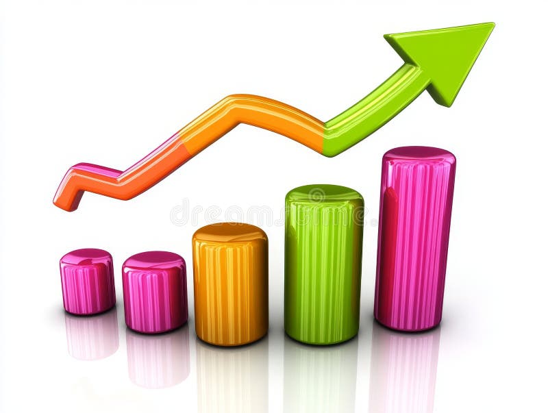Three-dimensional Business Communication & Growth Analytics Bar Chart ...