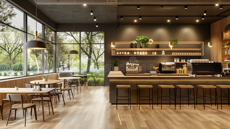 Cozy Coffee Shop Interior: 3D Render of a Charming Cafe Space, Perfect ...
