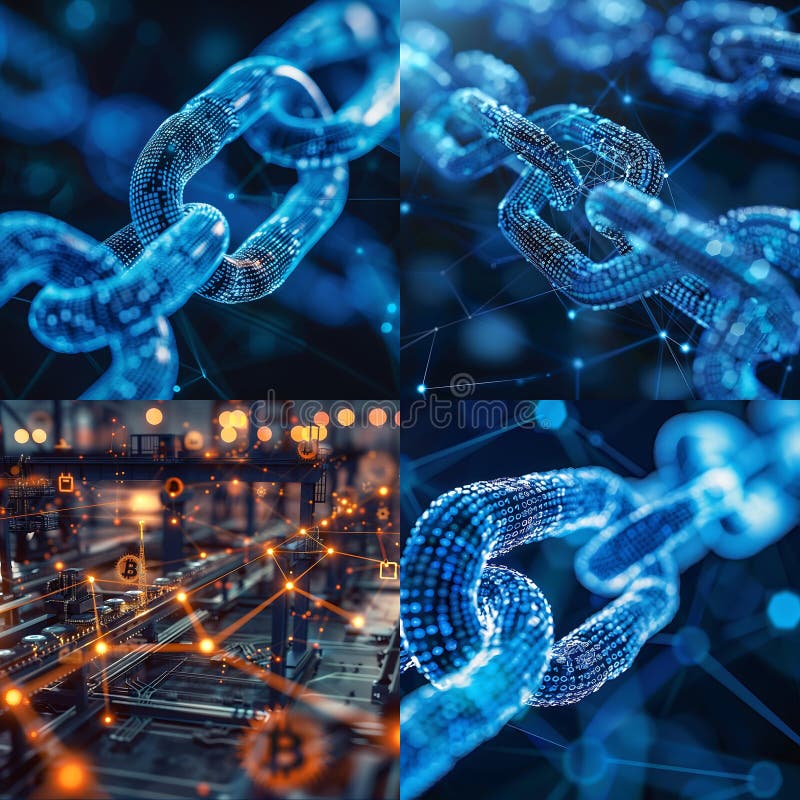 Three-Dimensional Chain Shape Design: Blue Light Effects Unveiled Stock ...