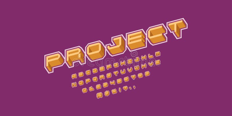 Three-dimensional Characters in Isometry. Alphabet Font. Capital ...