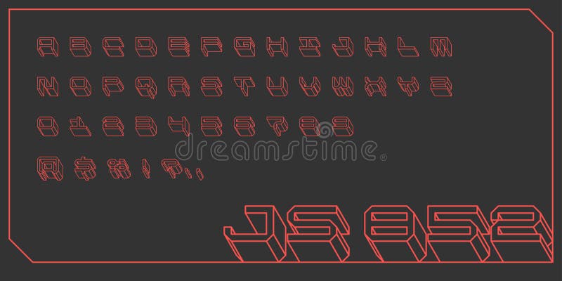 Three-dimensional Characters in Isometry. Alphabet Font. Capital ...