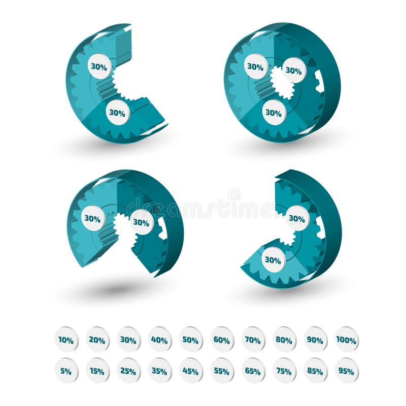 Three Dimensional Circle Gear Chart Stock Vector - Illustration of ...
