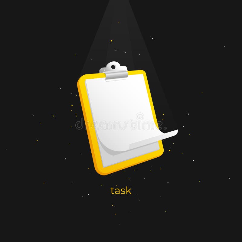 A Three-dimensional Clipboard with Light Falling on it on a Black ...