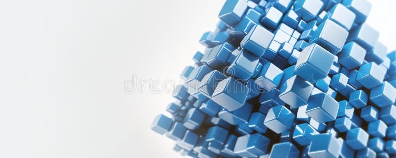 Three-dimensional Cluster of 3D Cubes in Blue Stock Illustration ...