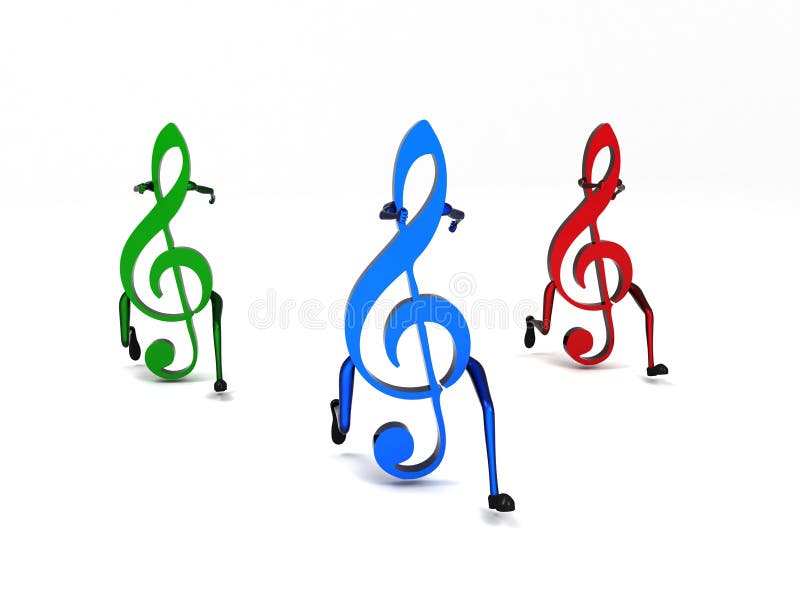 Three Dimensional Colored Musical Notes Stock Illustration ...