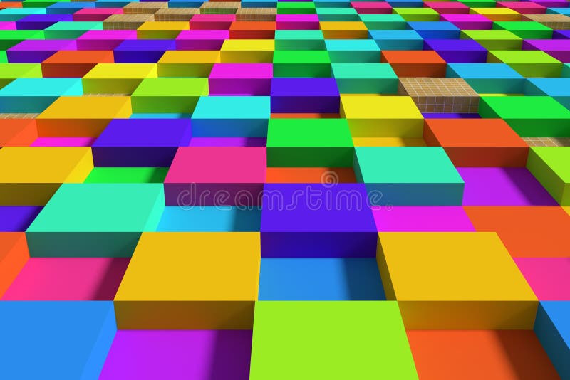 Three-dimensional Colorful Cubes Stock Illustration - Illustration of ...