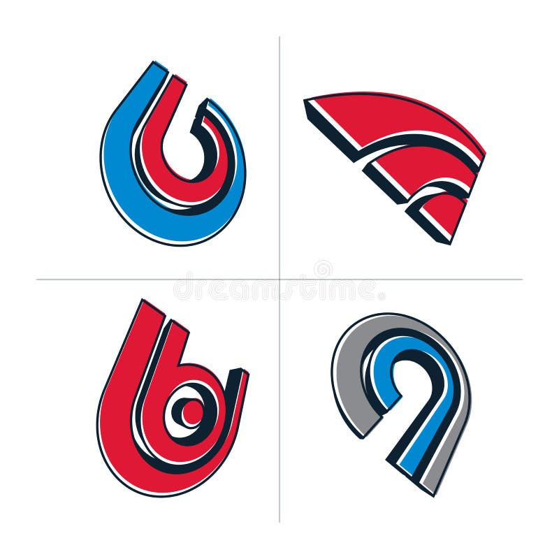 Three-dimensional Colorful Graphical Icons Set Isolated on White Stock ...