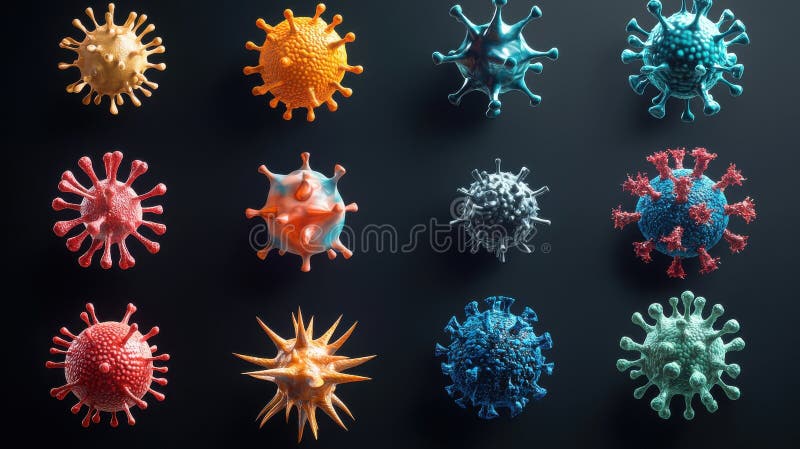 Three-dimensional Colorful Virus Models Representing Various Strains in ...