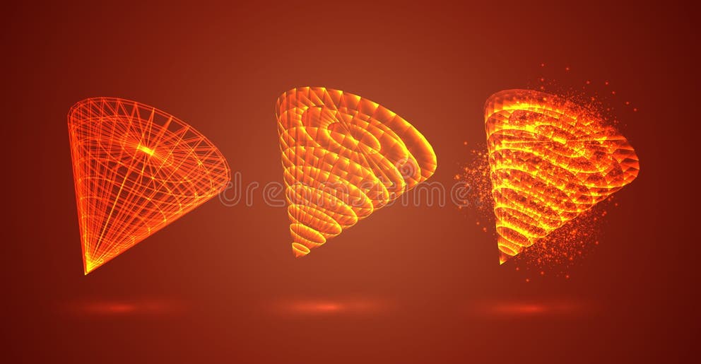 A Three-dimensional Cone of Luminous Lines. Stock Illustration ...