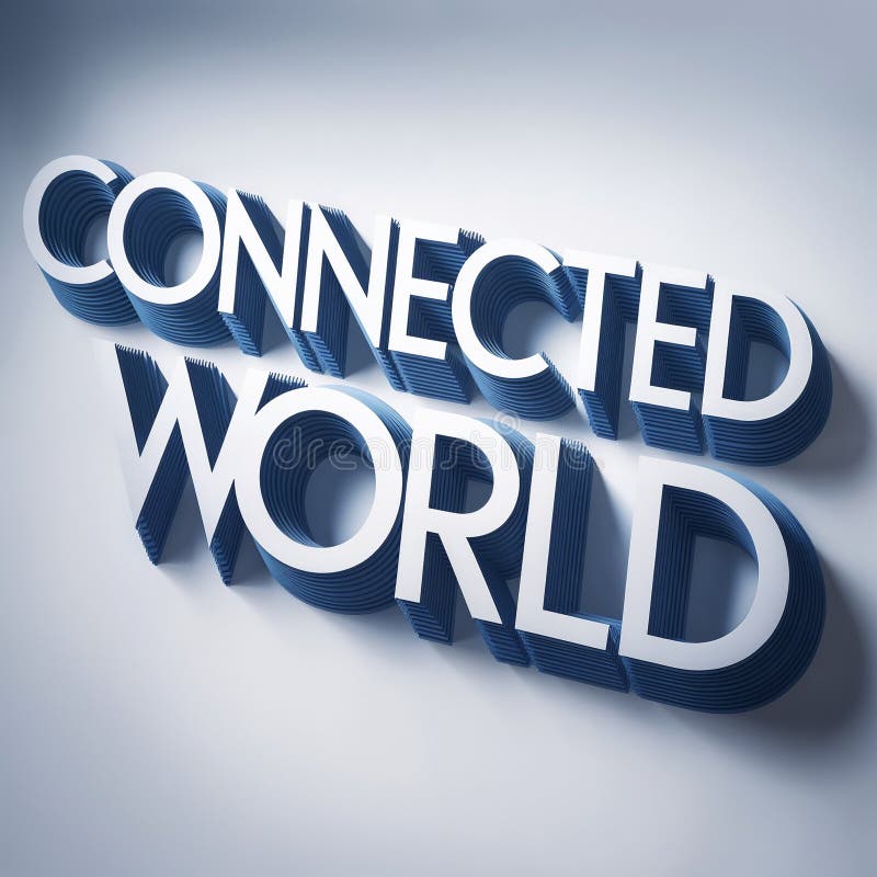 Three Dimensional Connected World Typography on Gray Gradient Stock ...