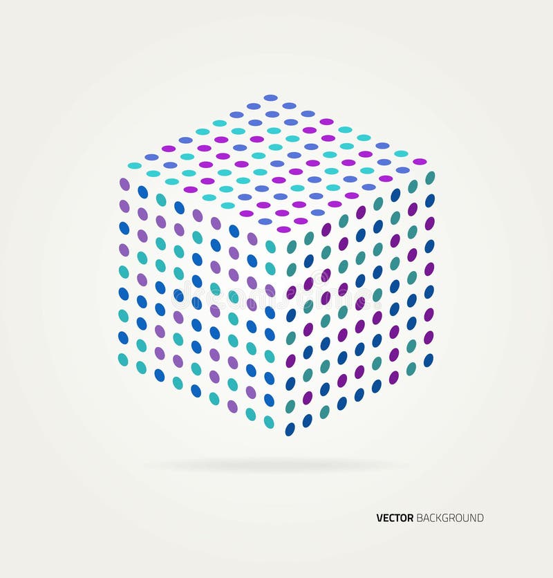 Three-dimensional Cube of Colored Dots Stock Vector - Illustration of ...