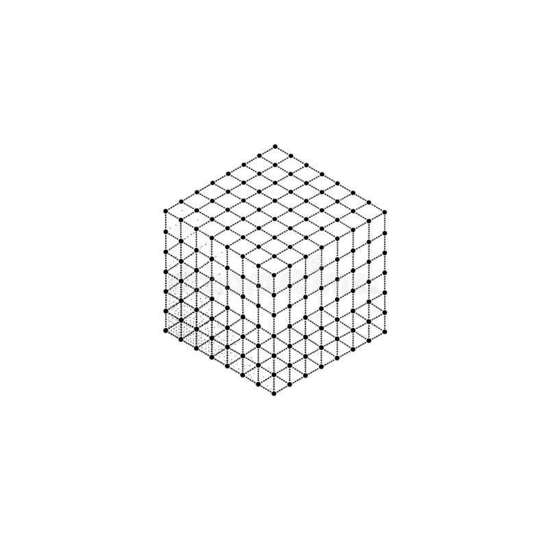 A Three-dimensional Cube is Illustrated Using a Grid of Dots Connected ...