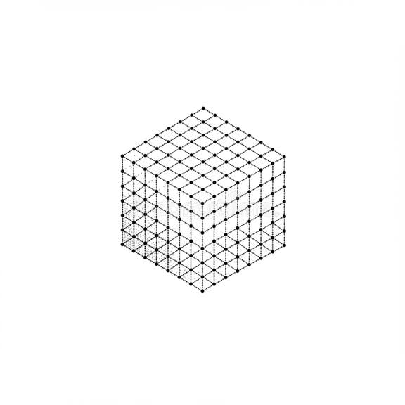 A Three-dimensional Cube is Illustrated Using a Grid of Dots Connected ...