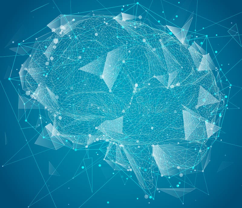 Three-dimensional Cyber Brain. Neural Network Mega-data P Stock ...