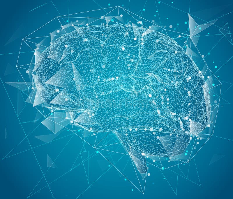 Three-dimensional Cyber Brain. Neural Network Mega-data P Stock ...