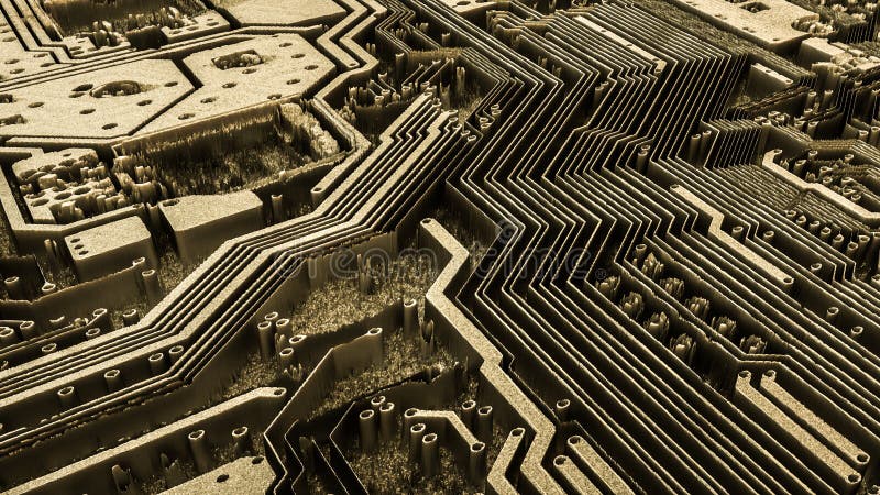 Three-dimensional Dark Digital Background. Stylized Circuit Board ...