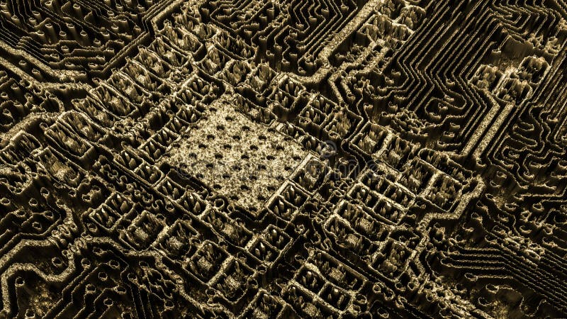 Three-dimensional Dark Digital Background. Stylized Circuit Board ...