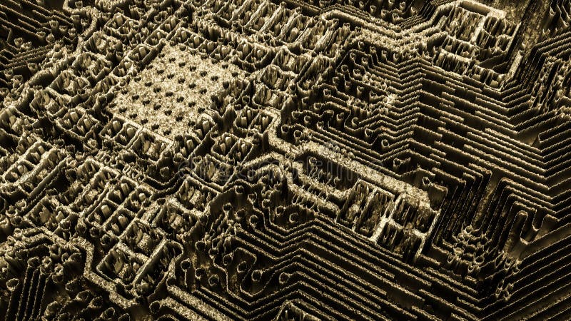 Three-dimensional Dark Digital Background. Stylized Circuit Board ...