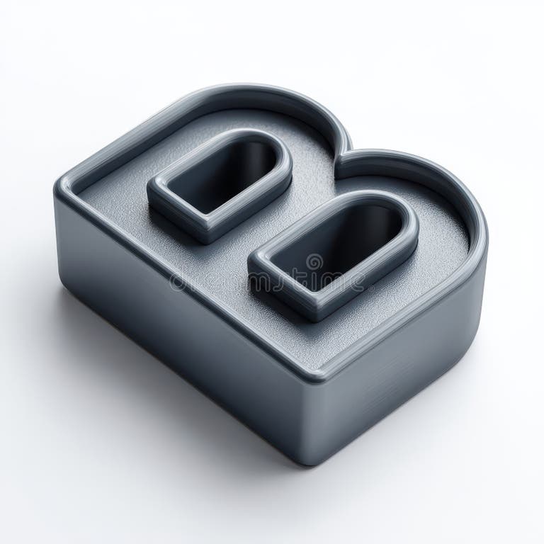 Three Dimensional Dark Gray Letter B on White Background Stock ...