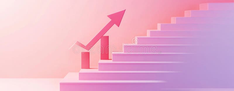 A Three-dimensional Depiction of an Arrow Pointing Upwards on Steps ...