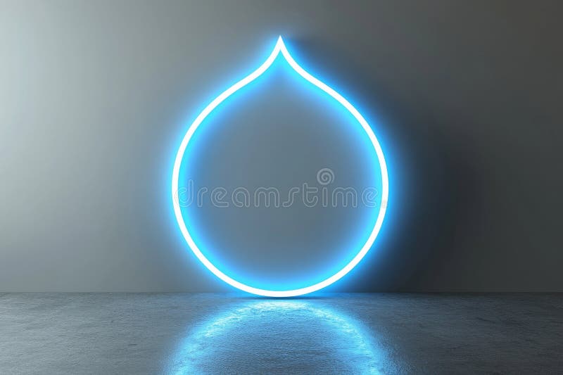 A Three-dimensional Depiction of a Bright Blue Droplet, Glowing and Set ...