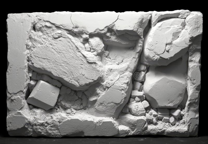 A Three-dimensional Depiction of a White Brick Wall Collapsing on a ...