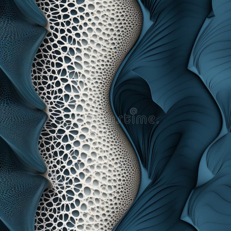 Three Dimensional Digital Art: Blue and White Texture with Layered ...
