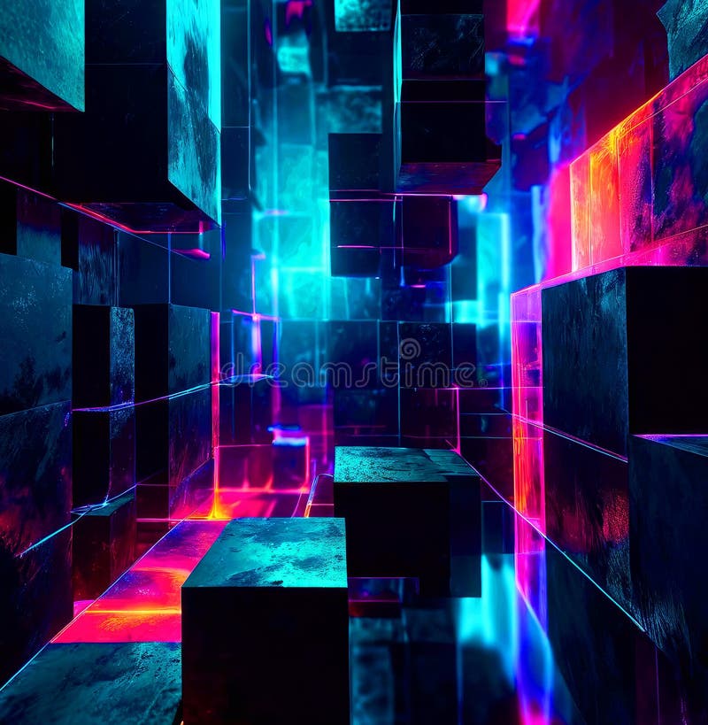 A Three-dimensional Digital Image Featuring an Array of Floating Cubes ...