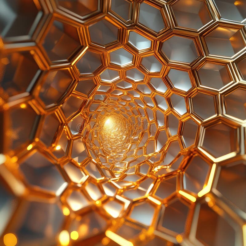 Three-Dimensional Digital Rendering of an Abstract Golden Honeycomb ...
