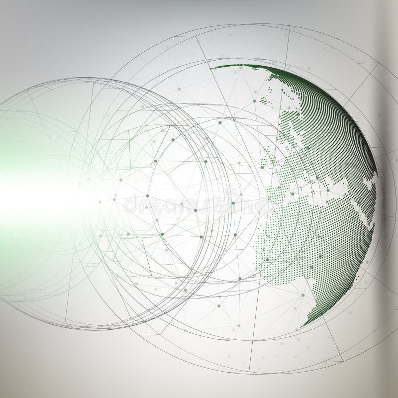Three-dimensional Dotted World Globe with Abstract Construction and ...