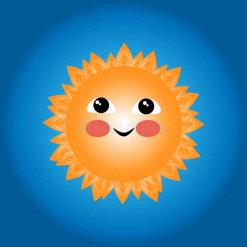 Three-dimensional Drawing of the Smiling Sun. Stock Illustration ...