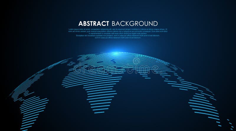 Three Dimensional Earth Composed of Lines. Stock Vector - Illustration ...