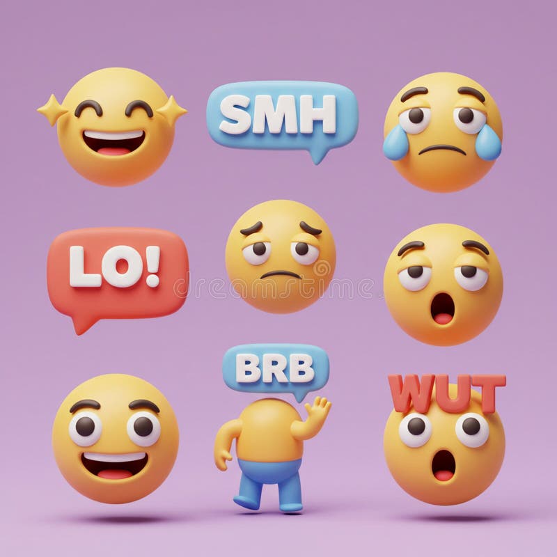Three-dimensional Emojis with Various Expressions and Speech Bubbles ...