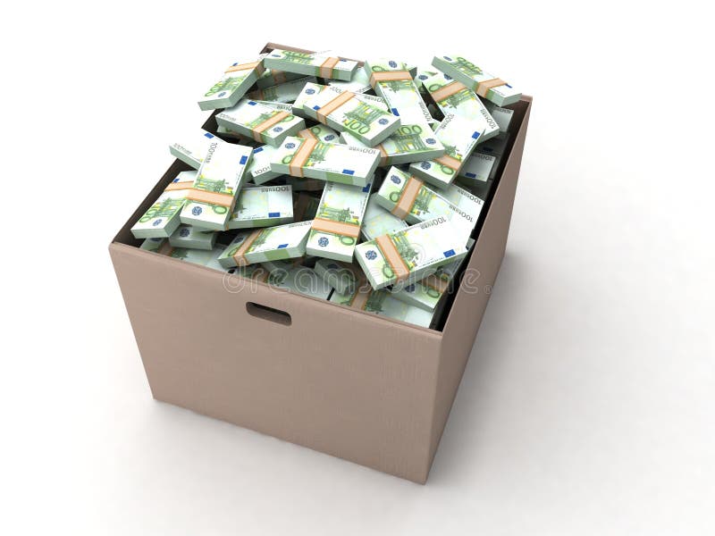 Three Dimensional Euro Bundles on Cardboard Stock Illustration ...