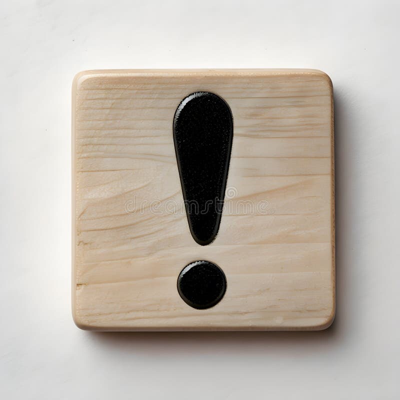 A Three-dimensional Exclamation Mark with a Black Outline on a Wooden ...