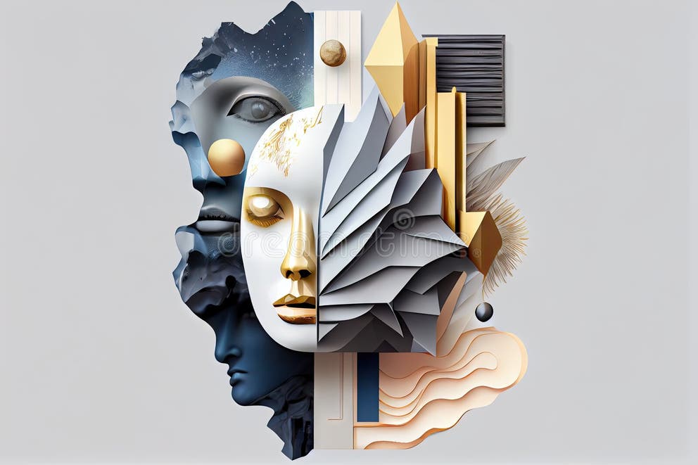 Three-dimensional Face Collage Illustration with Various Materials and ...
