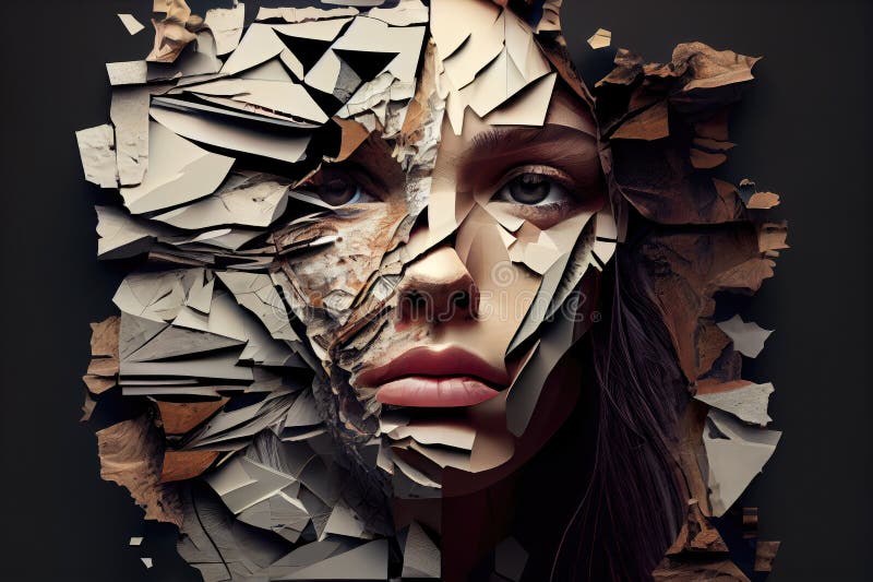 Three-dimensional Face Collage with Texture and Depth Stock Photo ...