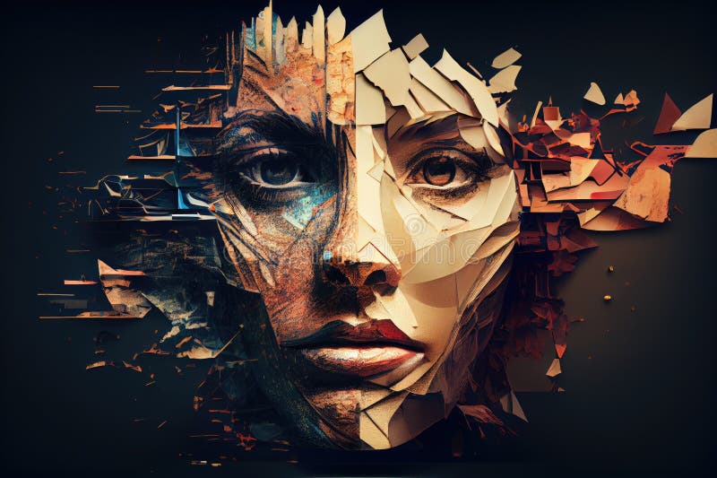Three-dimensional Face Collage with Texture and Depth Stock Image ...