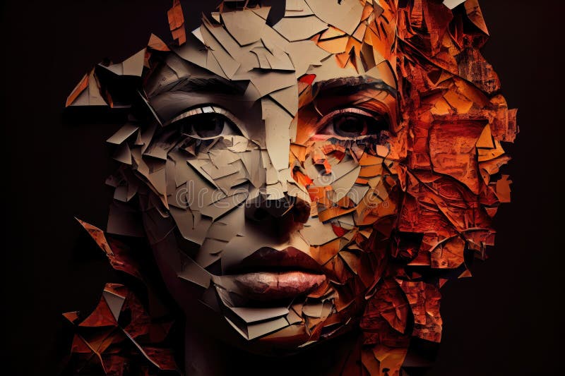 Three-dimensional Face Collage with Texture and Depth Stock Image ...