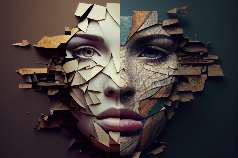 Three-dimensional Face Collage with Texture and Depth Stock Photo ...