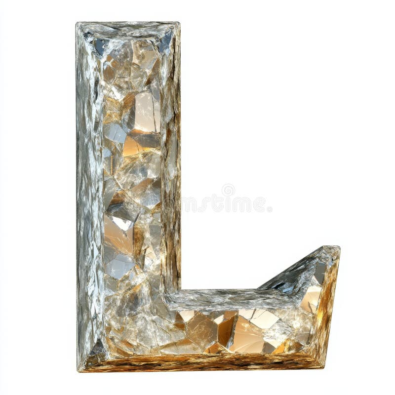 A Three-dimensional, Faceted Letter "L" Made of a Crystal-like Material ...