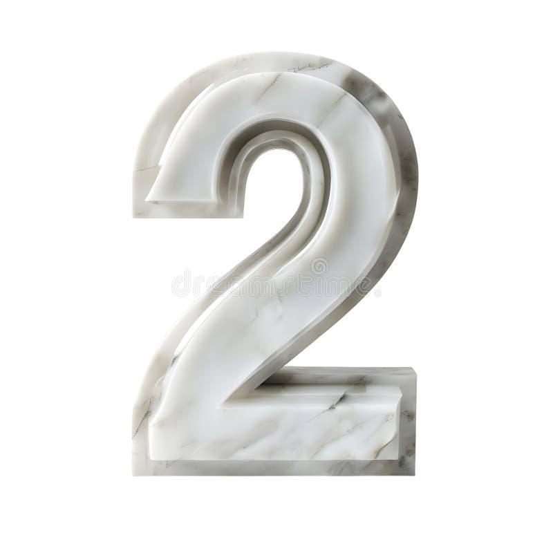 The Three-dimensional Figure "2" is a Classic White Marble Shape. White ...