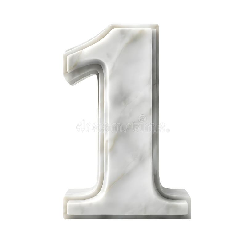 The Three-dimensional Figure "1" is a Classic White Marble Shape. White ...