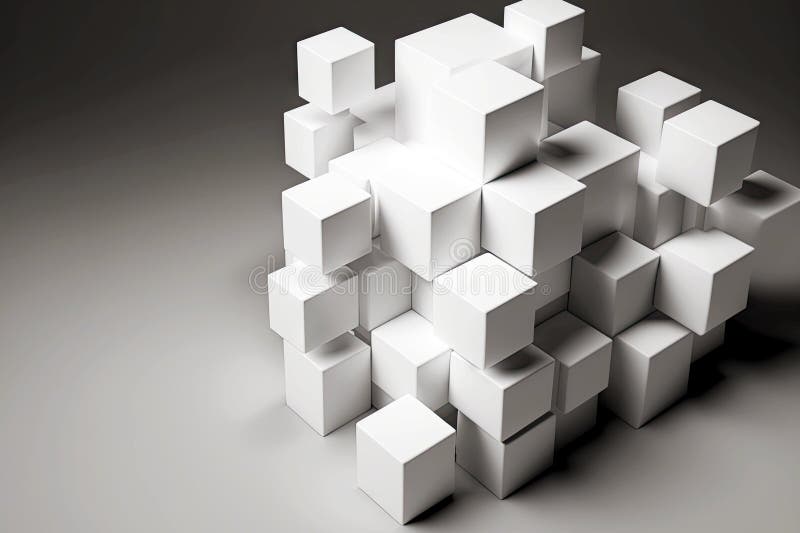 Three-dimensional Figure of White Cubes As 3d Render Abstract Geometric ...