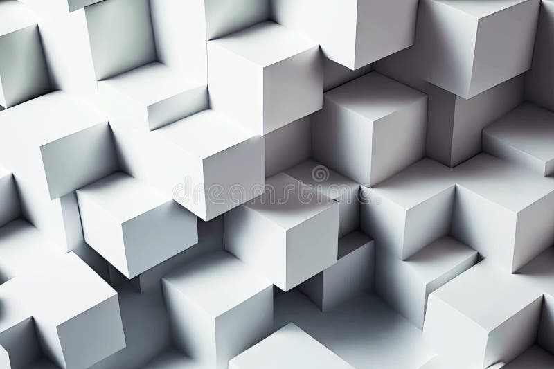 Three-dimensional Figure of White Cubes As 3D Render Abstract Geometric ...