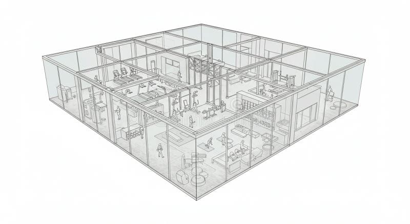 Three-dimensional Floor Plan of a Modern Office Space. the Layout ...