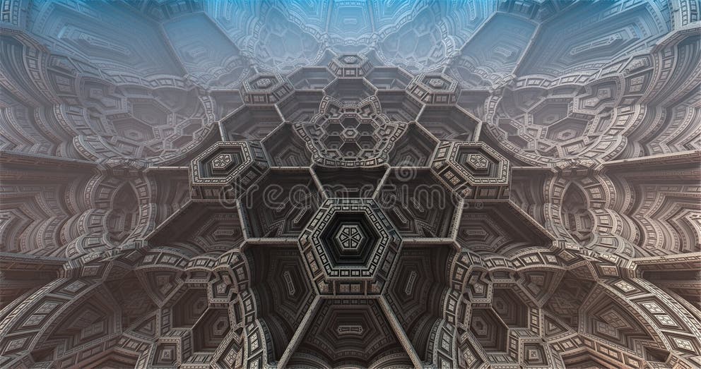 Three-dimensional fractals stock illustration. Illustration of golden ...